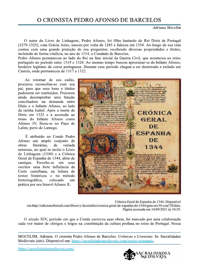 O Cronista Pedro Afonso de Barcelos | PDF