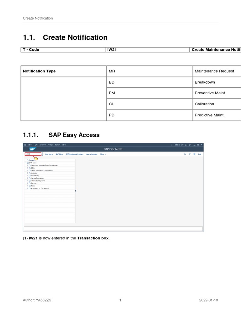 Create Notification IW21 | PDF