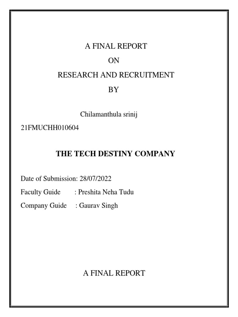 Internship Final Report (Srinij) | PDF | Recruitment | Human Resource ...