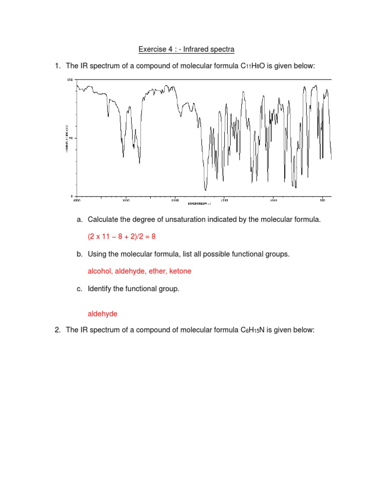 Exercise 4 - Infrared Spectra - Answers | PDF
