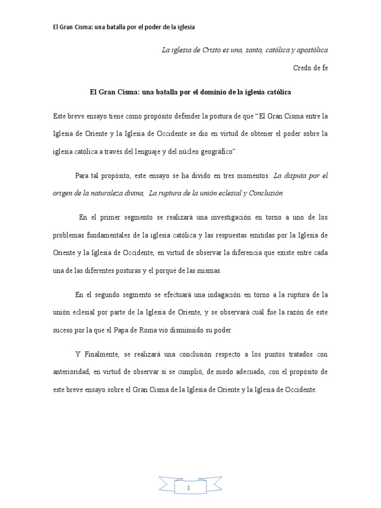 El Gran Cisma | PDF | Iglesia Católica | imperio Bizantino