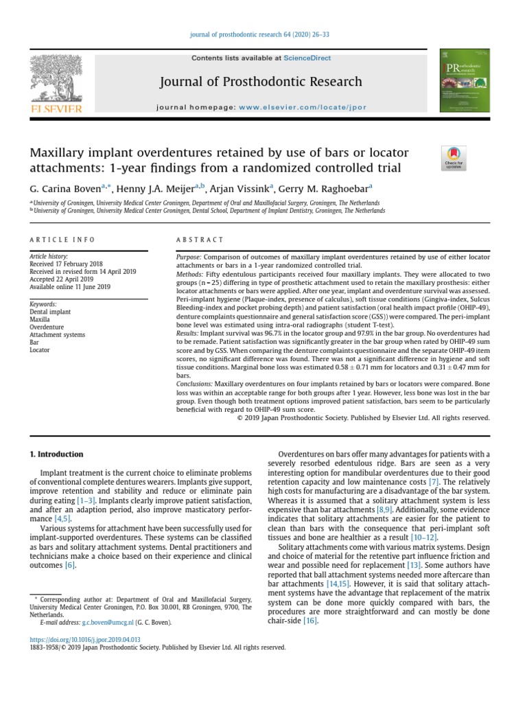 Overdentures 1 | PDF | Dental Implant | Clinical Medicine