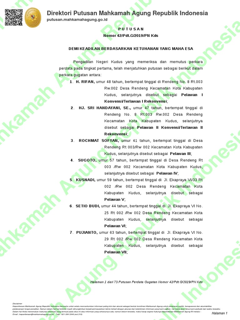 Putusan 42 PDT.G 2019 PN Kds 20221123223918 | PDF