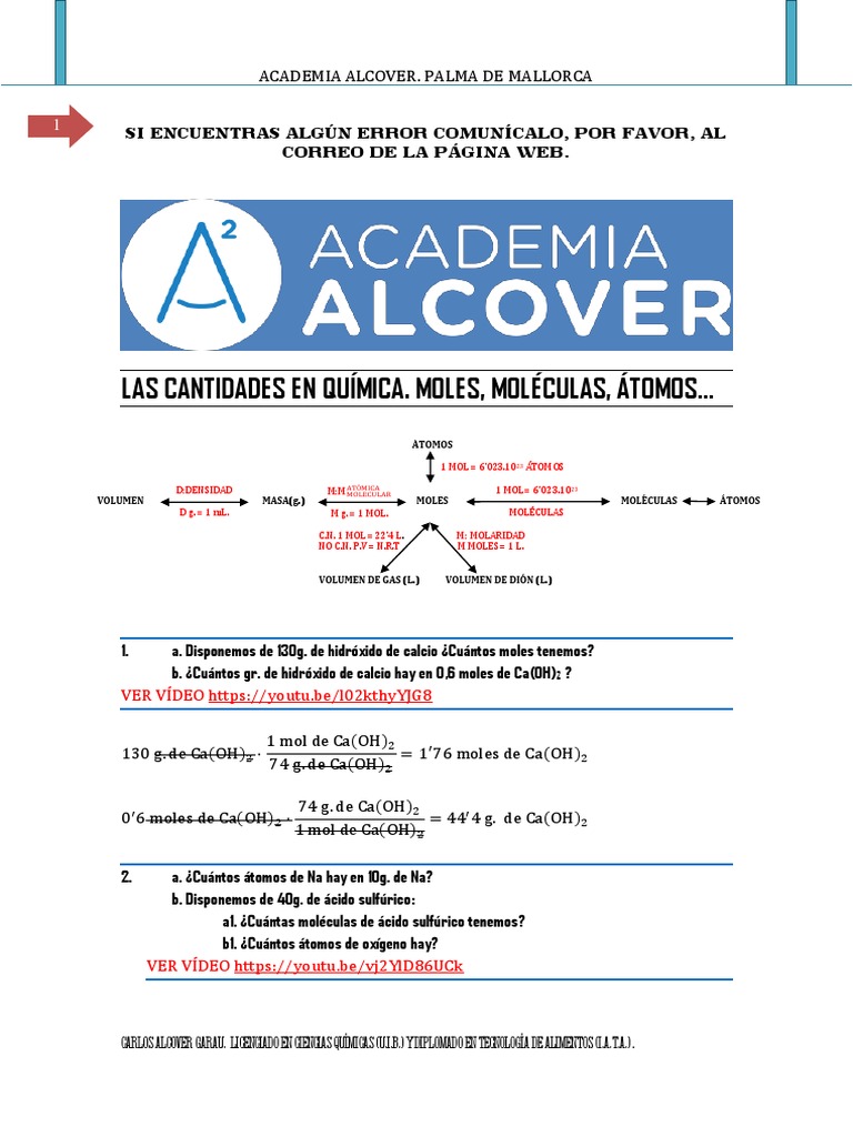 Cálculo de Moles y Átomos en Química | PDF