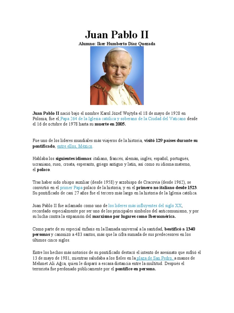 Juan Pablo II | PDF | Papa juan pablo ii | Iglesia Católica