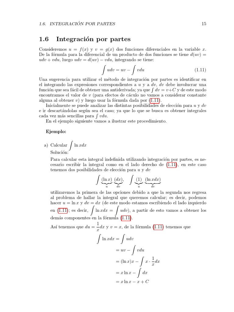 1.6. Integracion Por Partes | PDF | Integral | Factorización