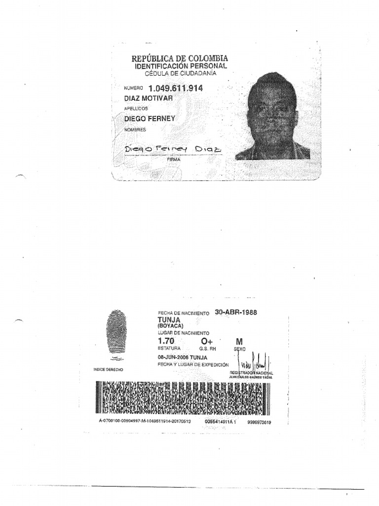 Cedula Diego Diaz Motivar | PDF