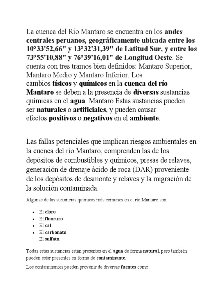 La Cuenca Del Río Mantaro | PDF