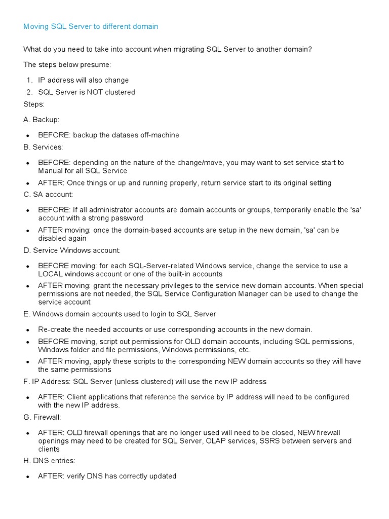 DBA - Moving SQL Server To Different Domain | PDF | Group Policy ...