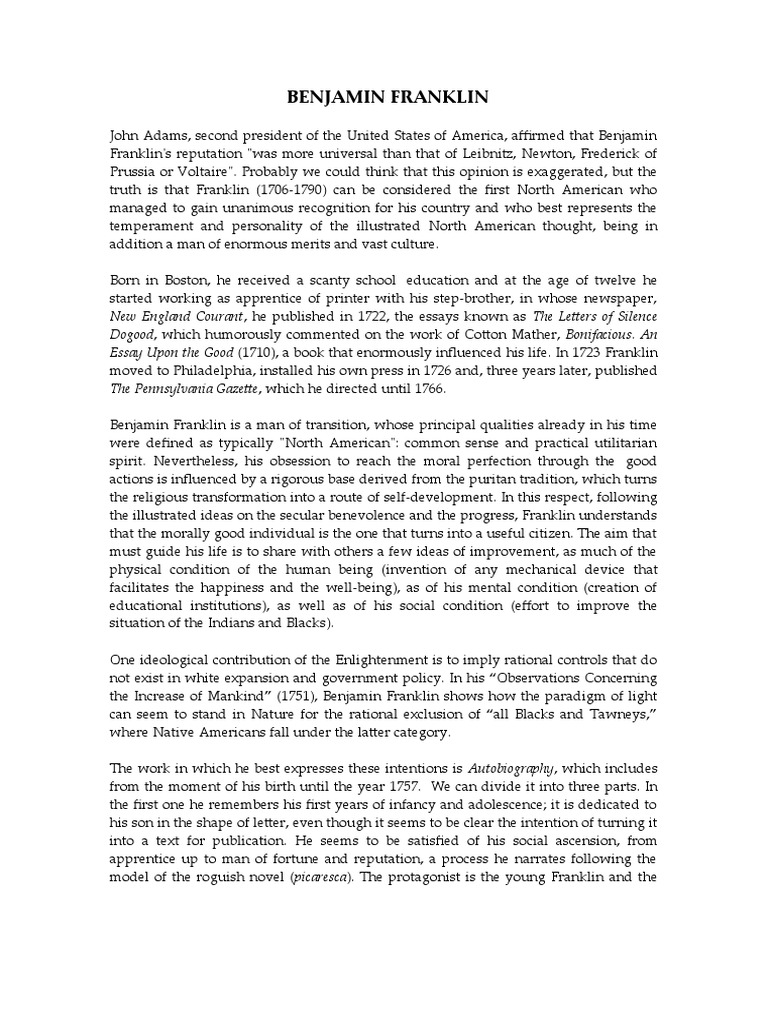 Franklin's Theory of Moral Perfection | PDF | Benjamin Franklin