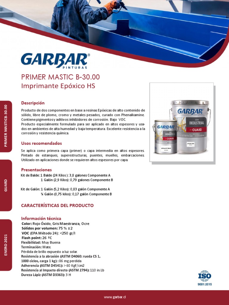 Primer Mastic B3000 | PDF | Humedad | Acero