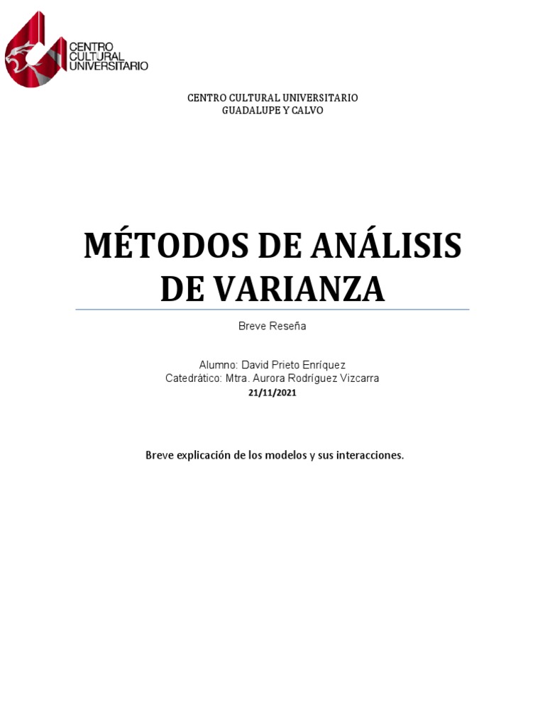 Analisis de Varianza | PDF | Análisis de variación | Estadísticas