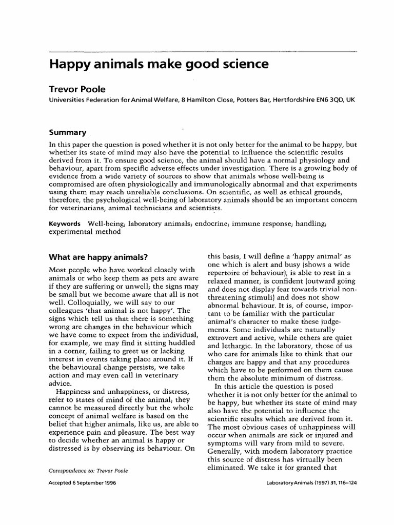 Animal Happy | PDF | Stress (Biology) | Animal Testing