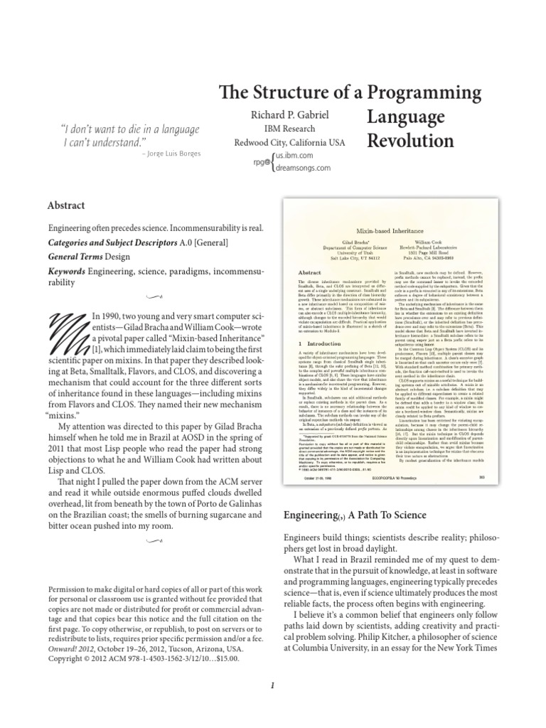 The Structure Of A Programming Language Revolution Pdf Class Computer Programming Science