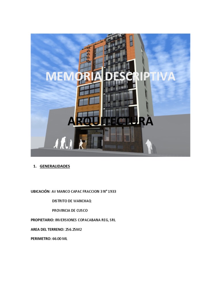 MEMORIA DESCRIPTIVA Residencial COPACABANA | PDF