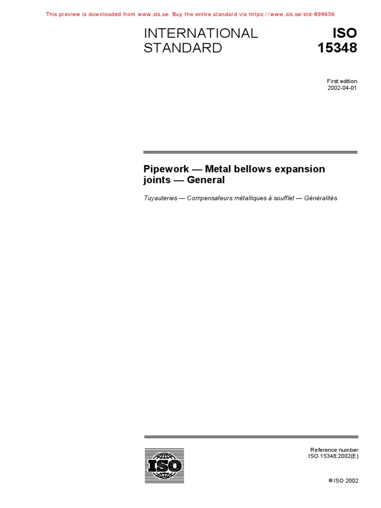 ISO 15348 2002 Metal Bellows Expansion Joints PDF | PDF | International ...