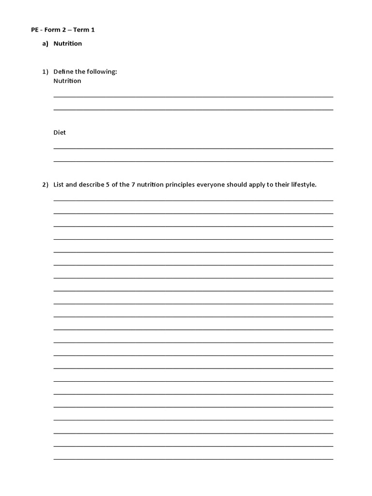 Physical Education Worksheet | PDF