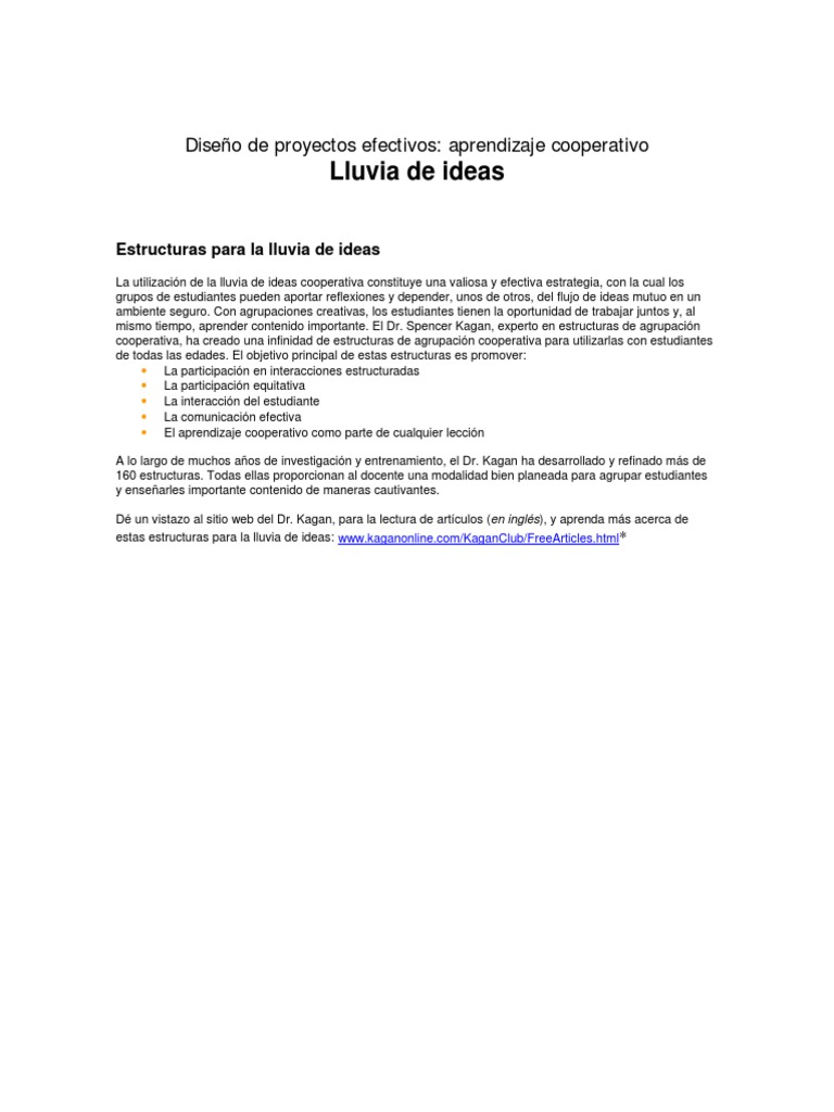 Cooperative Learning Brainstorming Pdf