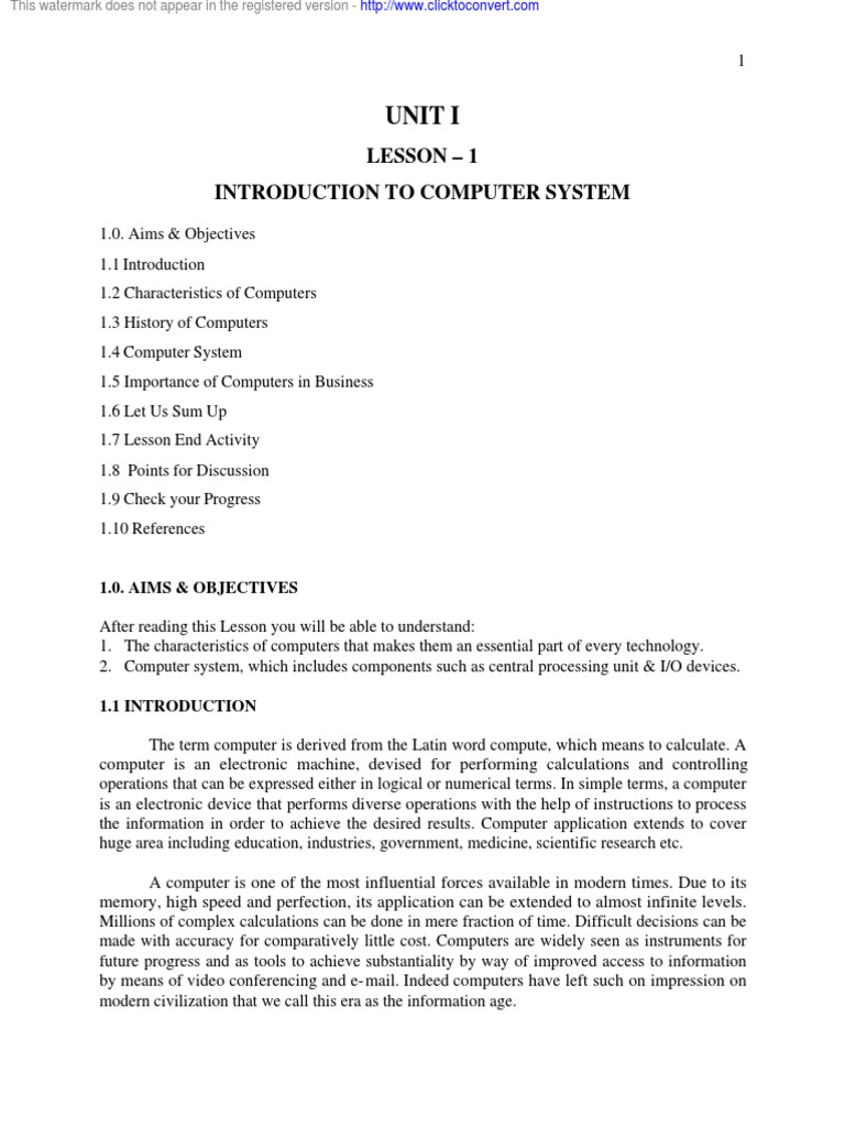 Unit I Lesson 1 Introduction To Computer | PDF | Programming | Computer ... Unit I Lesson 1 Introduction To Computer | PDF | Programming | Computer ...