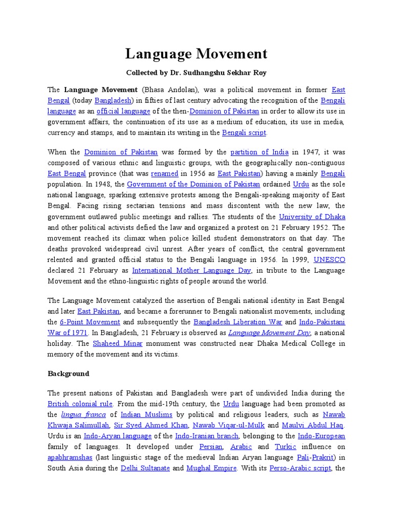 Language Movement Latest | PDF | Bengal | Urdu