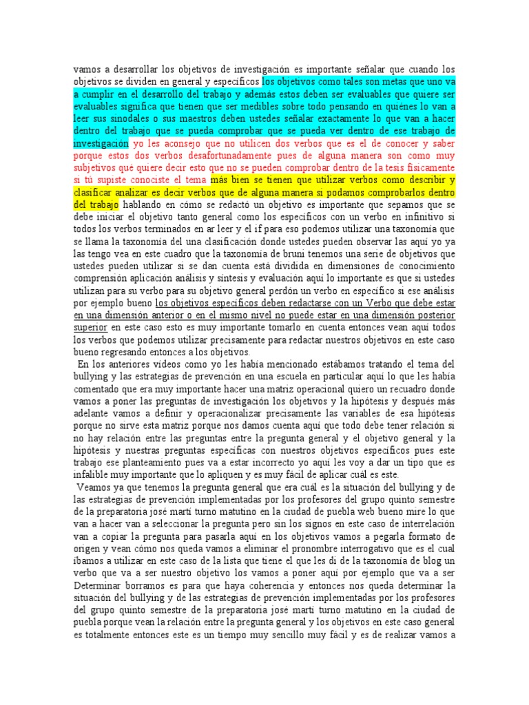 Objetivos Generales y Especificos | PDF | Taxonomía (biología)