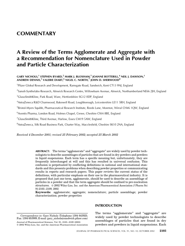 A Review of The Terms Agglomerate and Aggregate With A Recommendation ...