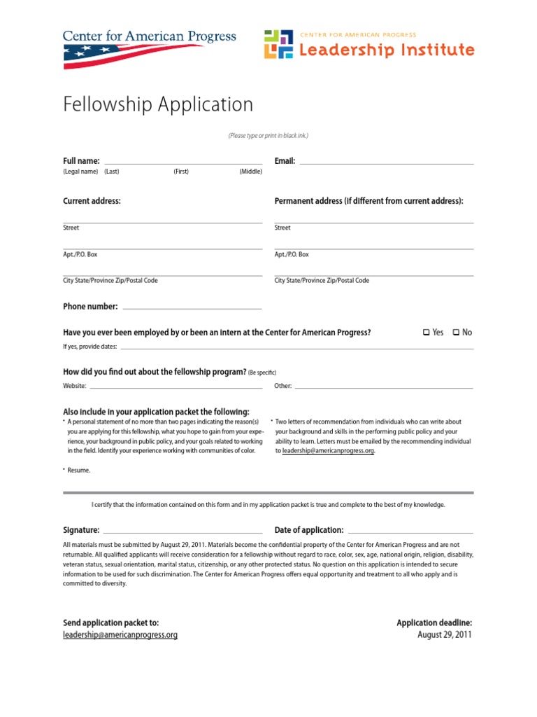 Leadership Institute Application Form | PDF | Center For American ...