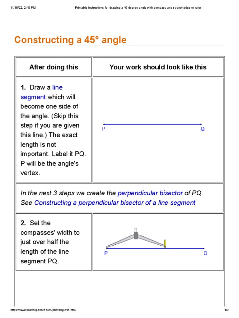 Constructing A 45 Degree Angle | PDF | Elementary Mathematics ...
