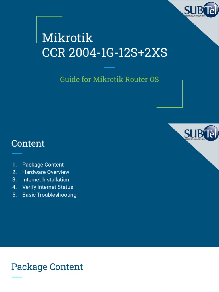 A Guide to Configuring Internet Connectivity on a Mikrotik CCR 2004-1G-12S+2XS Router | PDF ...