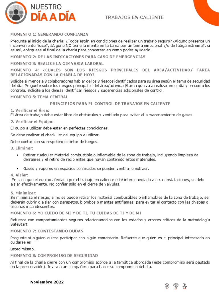 NDAD Trabajos en Caliente 22.11.22 | PDF