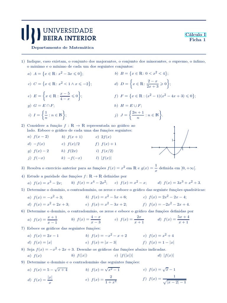Exercícios de Equações e Funções Matemáticas | PDF | Função (Matemática ...