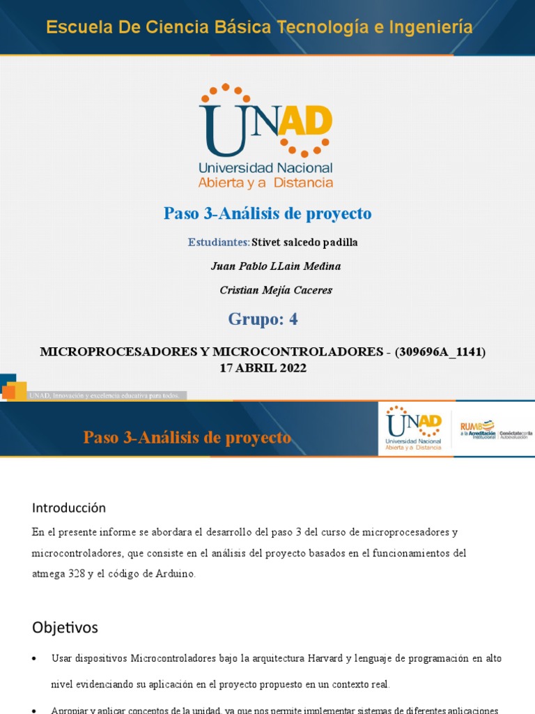 Análisis del proyecto de un sistema basado en el microcontrolador ATmega328P utilizando Arduino ...