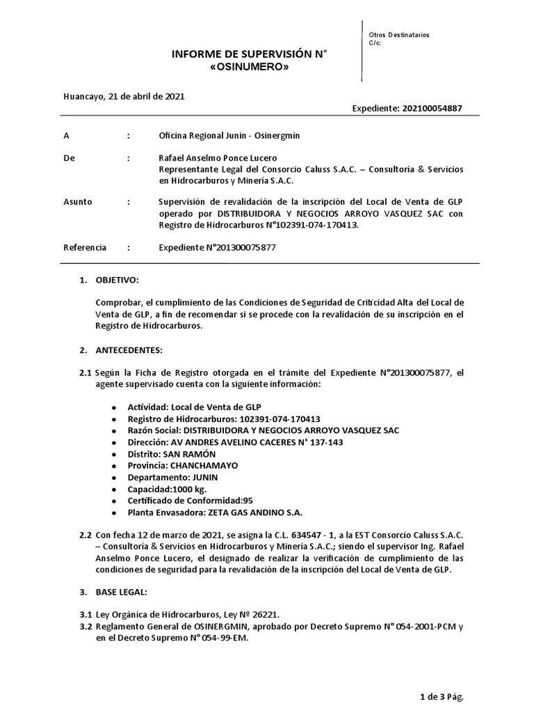 Informe de Supervisión Exp. 202100054887 | PDF