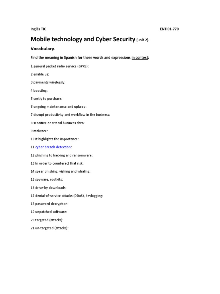 Vocabulary Mobile Technology and Cyber Security | PDF