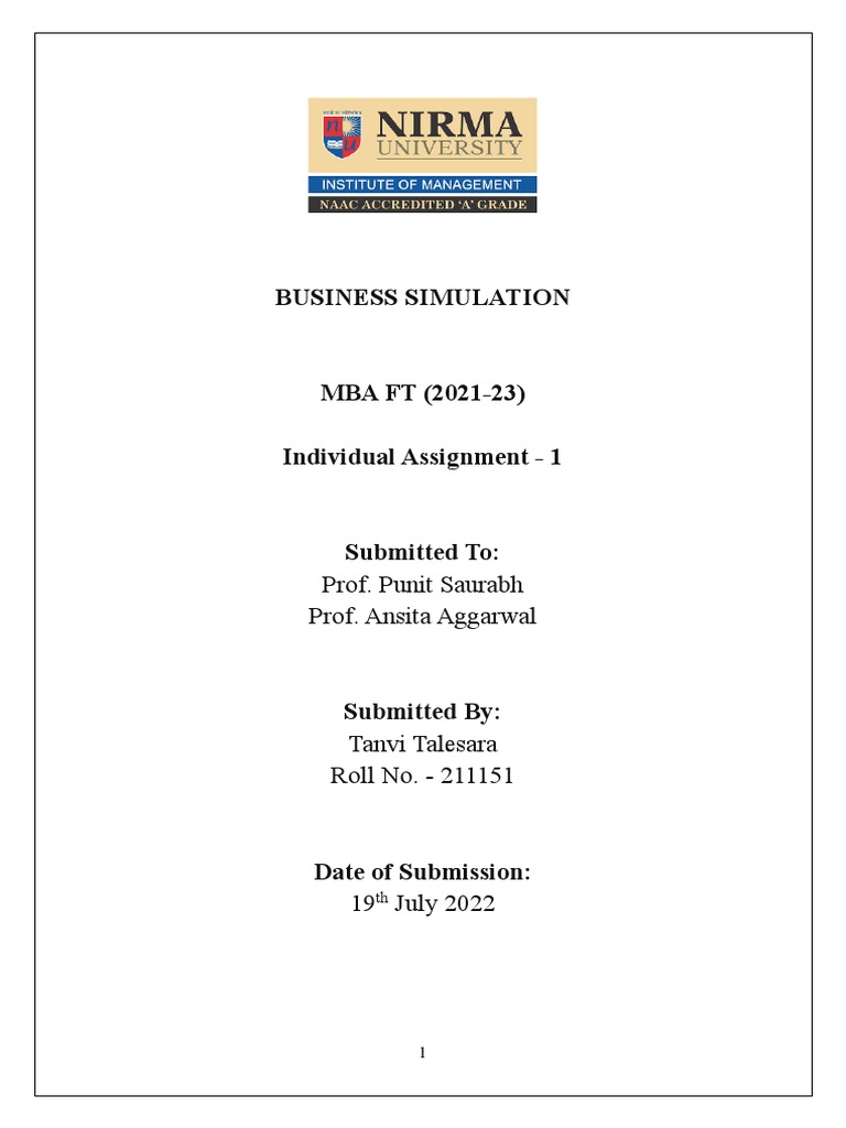 Business Simulation - Individual Assignment | PDF | Business Model | Outsourcing