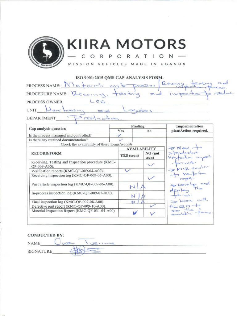 Receiving, Testing and Inspection Gap Analysis | PDF