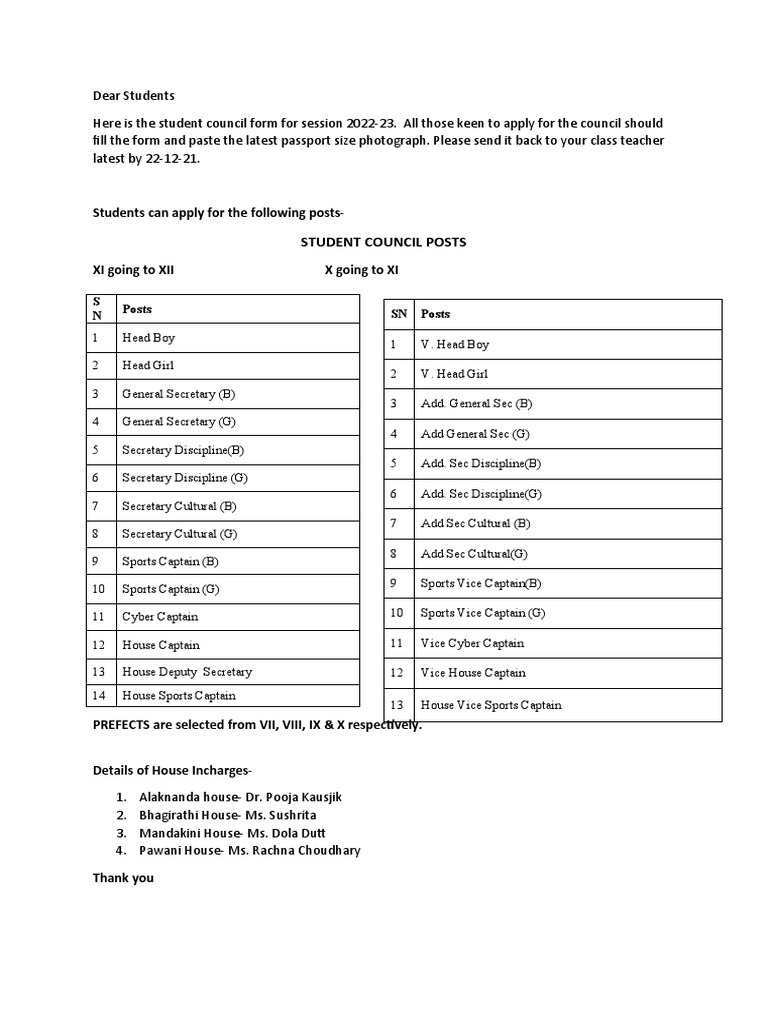 Student Council Cover Letter For Teams Upload | PDF