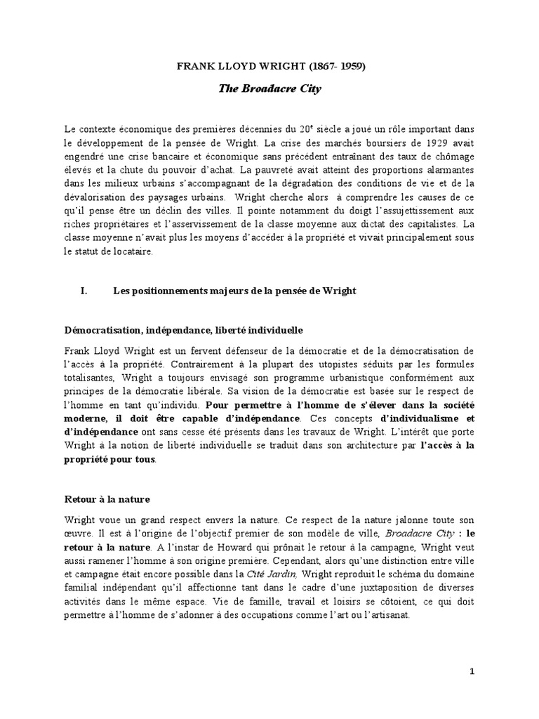 Urbanisme Naturaliste FL Wright | PDF