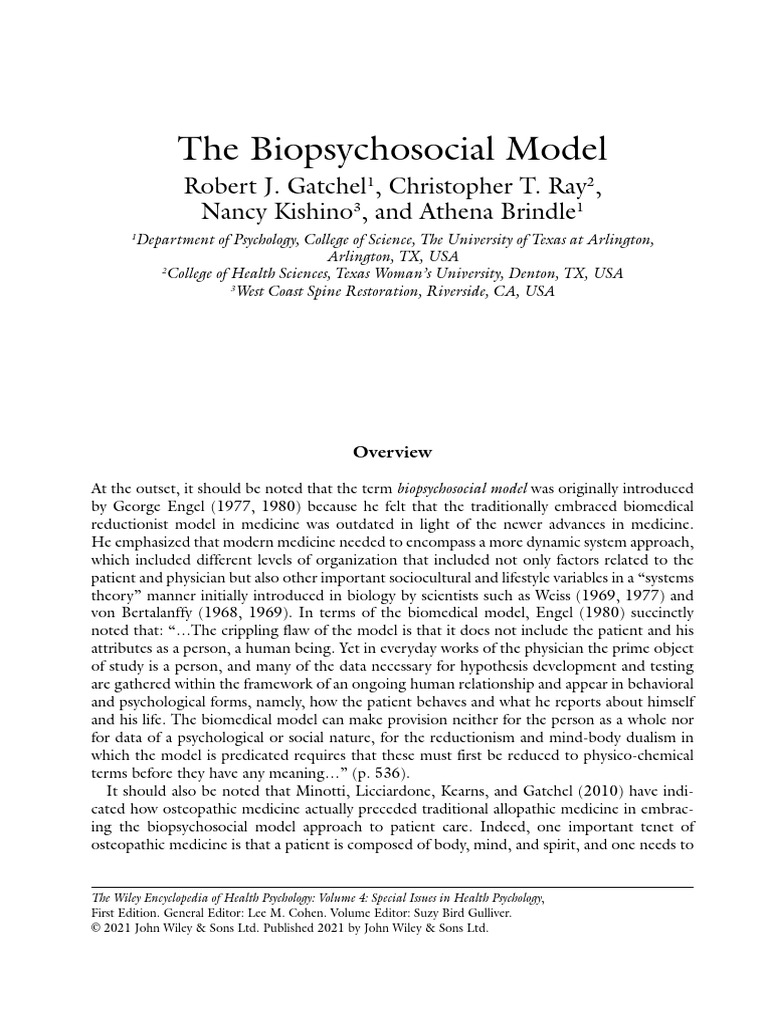 The Biopsychosocial Model | PDF | Chronic Condition | Pain