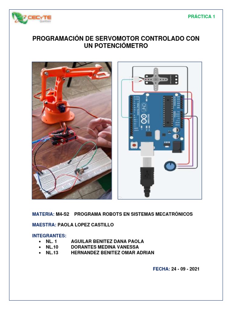 Programación de Servomotor Controlado Con Un Potenciómetro | PDF
