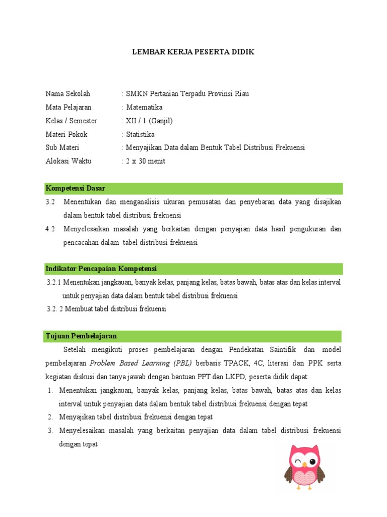 LKPD Penyajian Data Statistika | PDF