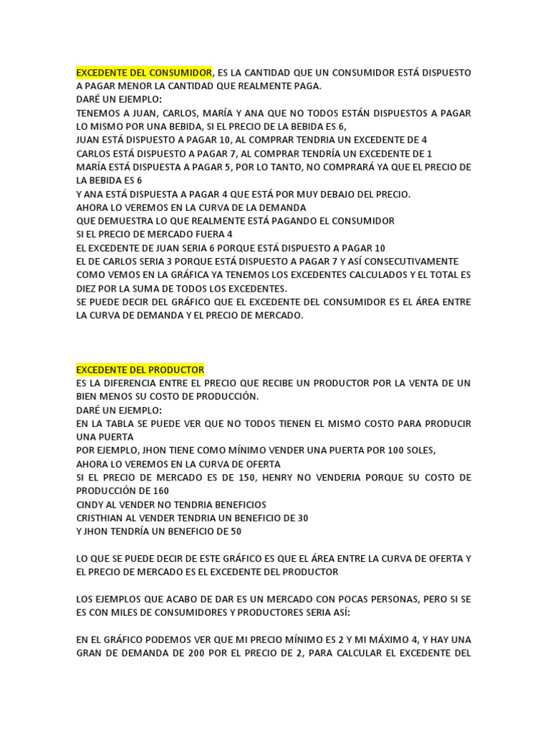 Excedente Del Consumidor | PDF | Excedente económico | Oferta y demanda