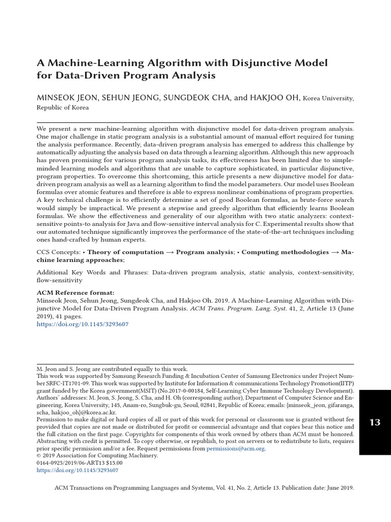 A Machine Learning Algorithm With Disjunctive Model Pdf Algorithms Machine Learning