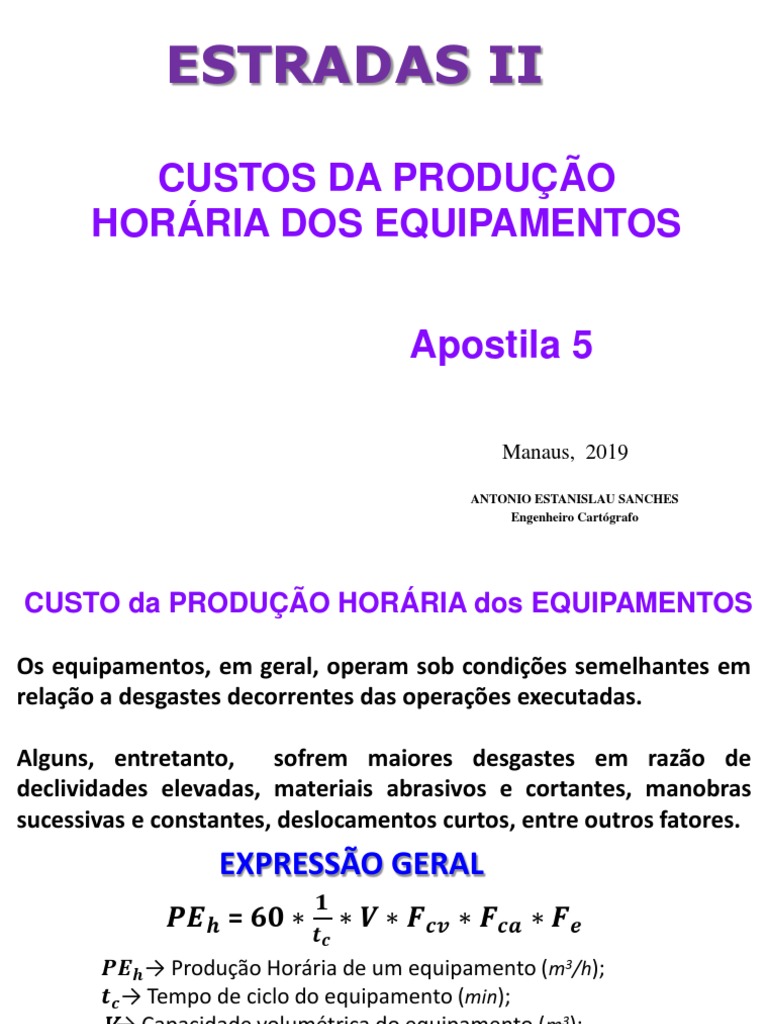 Apostila 5 CUSTO Producao Horaria EQP | PDF