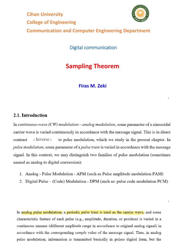 2 - Sampling Theorem | PDF