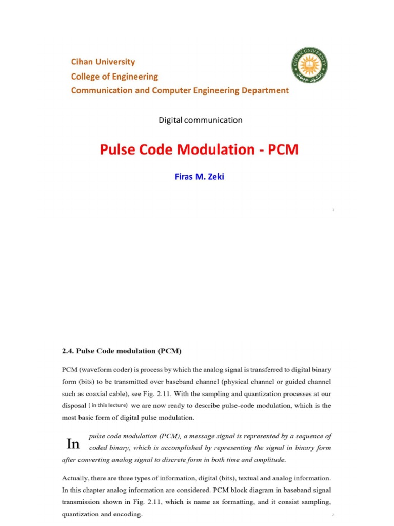 4-Pulse Code Modulation | PDF