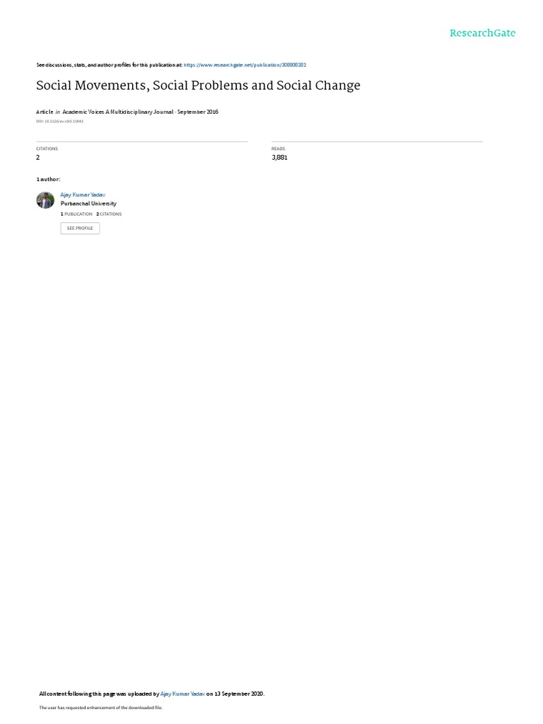 Social Movements Social Problems and Social Change | PDF | Social ...