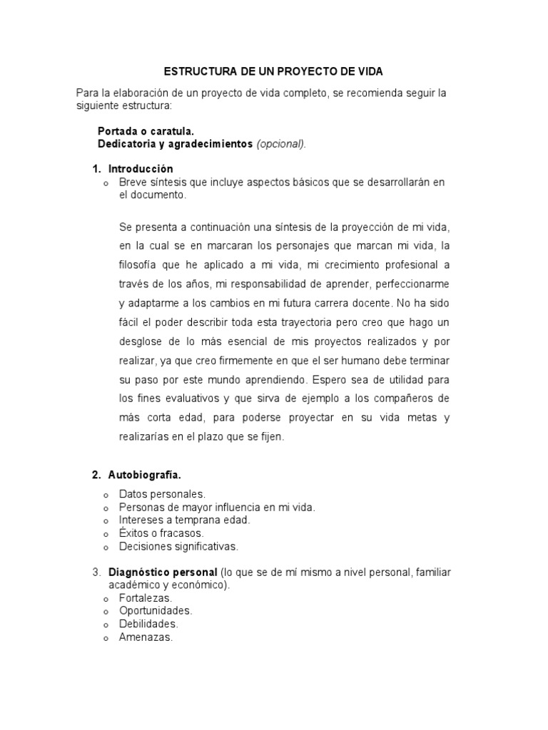 Estructura de Un Proyecto de Vida Sergio Loza | PDF