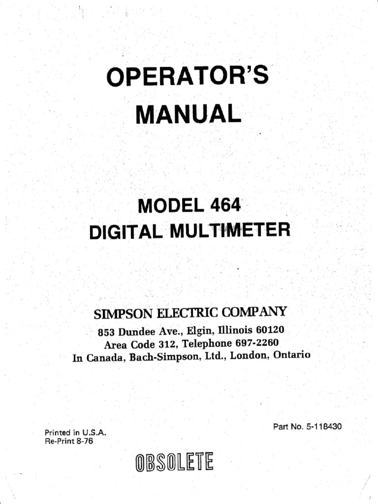 Simpson 464 Operator Manual | PDF