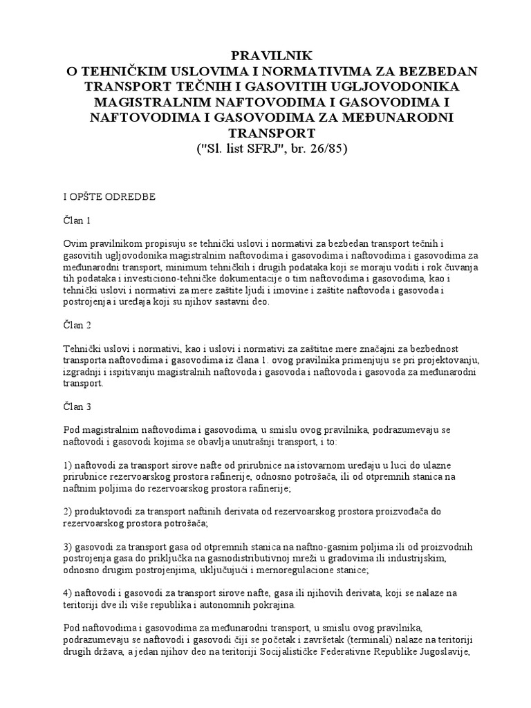 Pravilnik Transport Kompresor | PDF